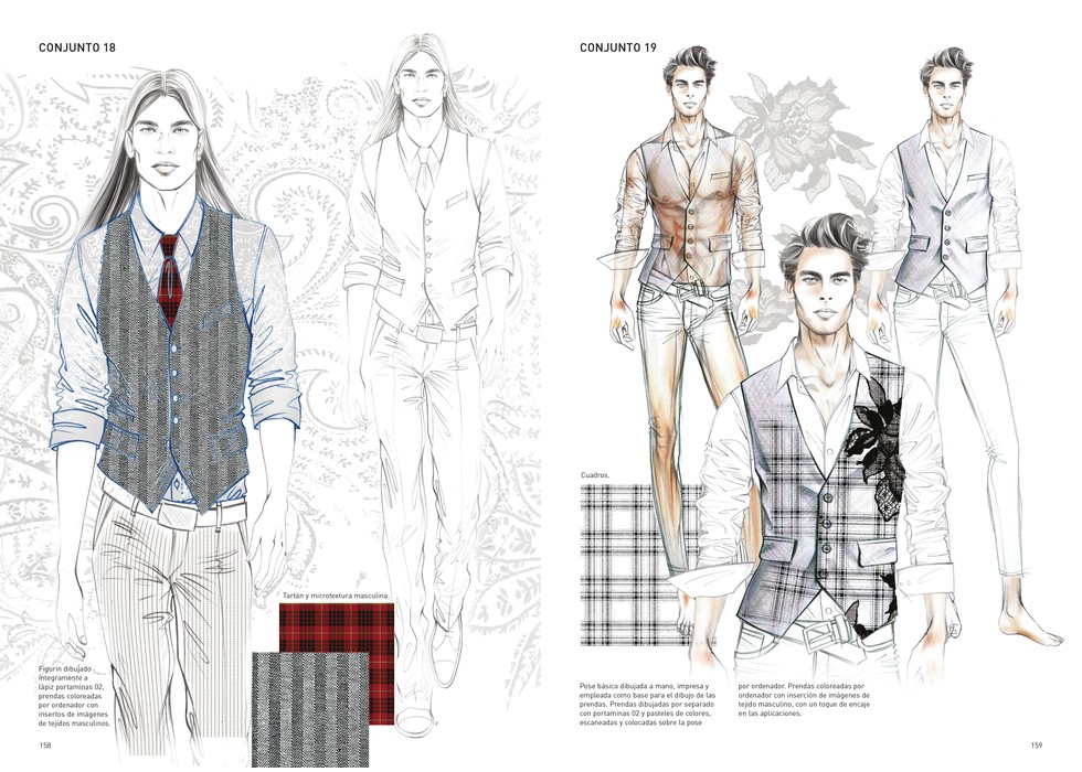 DIBUJO DE FIGURINES PARA EL DISEÑO DE MODA MASCULINA